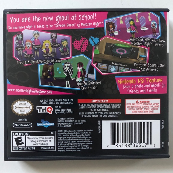 Nintendo | Games | Nintendo Ds Game Monster High Ghoul Spirit | Poshmark